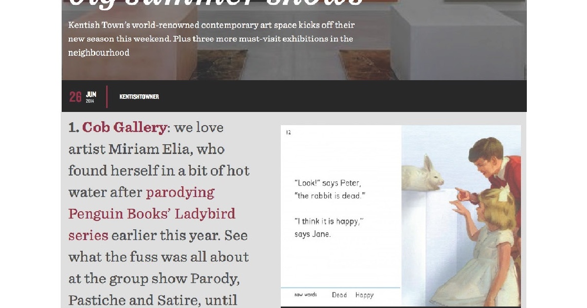 Pastiche, Parody and Piracy | 20 June - 5 July 2014 | Cob Gallery